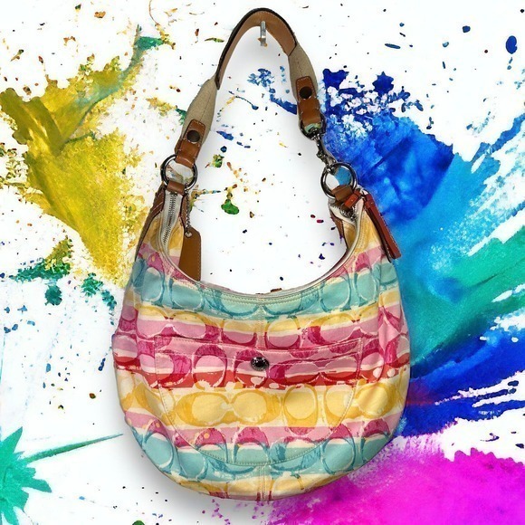 Coach | Bags | Coach Hamptons Soft Rainbow Watercolor Hobo Bag Allissa ...
